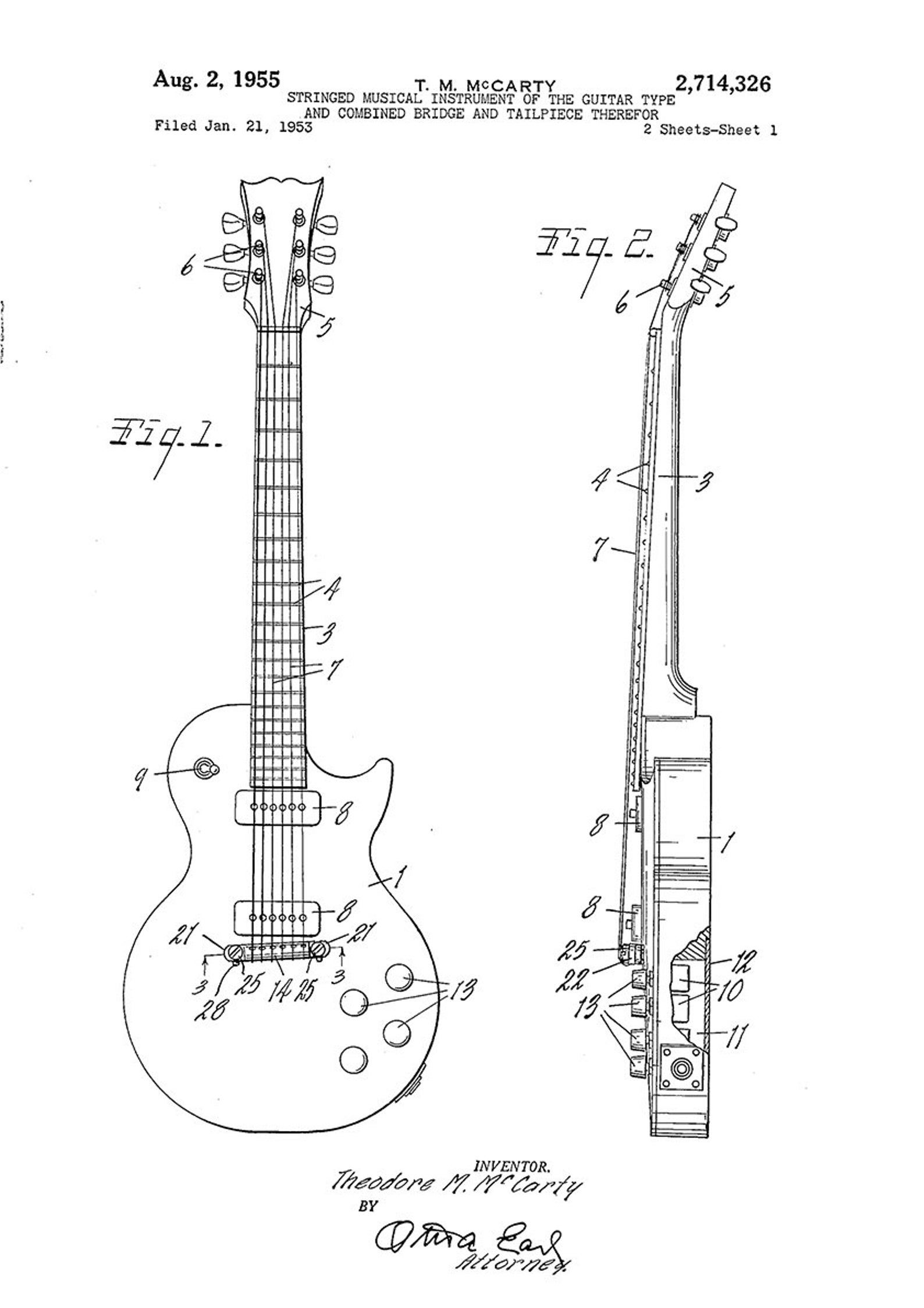 Guitar Patent Print: Blueprint Art | Etsy