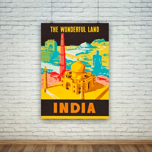 India Poster: Vintage Wonderful Land Travel Print - Etsy