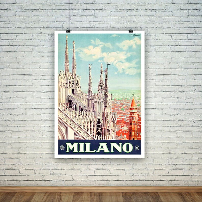 Milan Print: Vintage Cathedral Travel Poster Art - Etsy