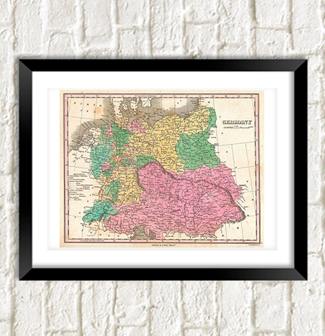 Germany Map Prints: Vintage German and Bavarian Atlas Artwork - Etsy