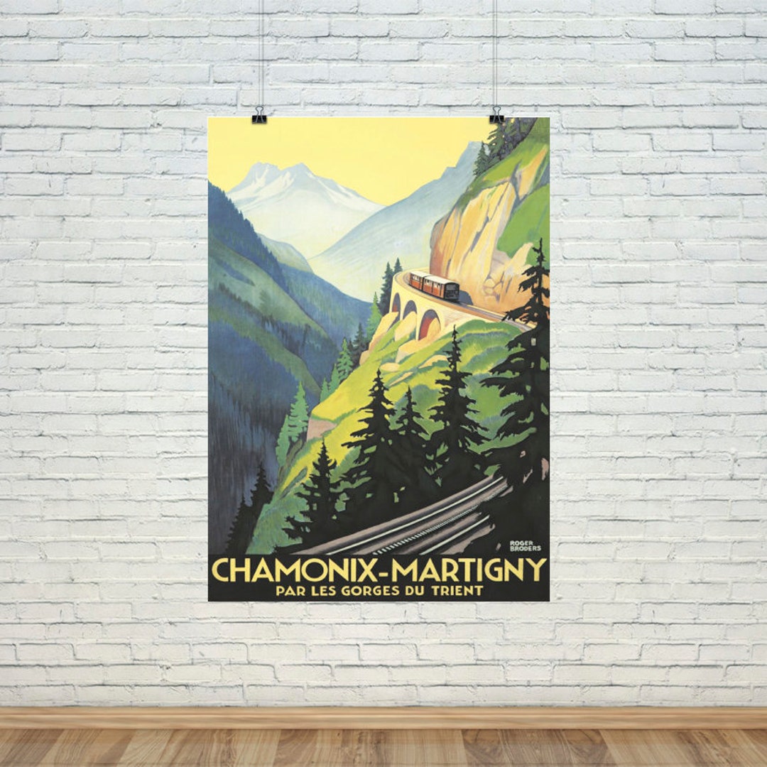 Affiche Chamonix Martigny : impression vintage de voyage sur les ...