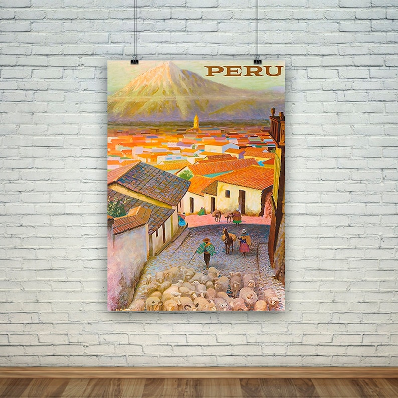 Peru Print: Vintage South American Travel Poster | Etsy