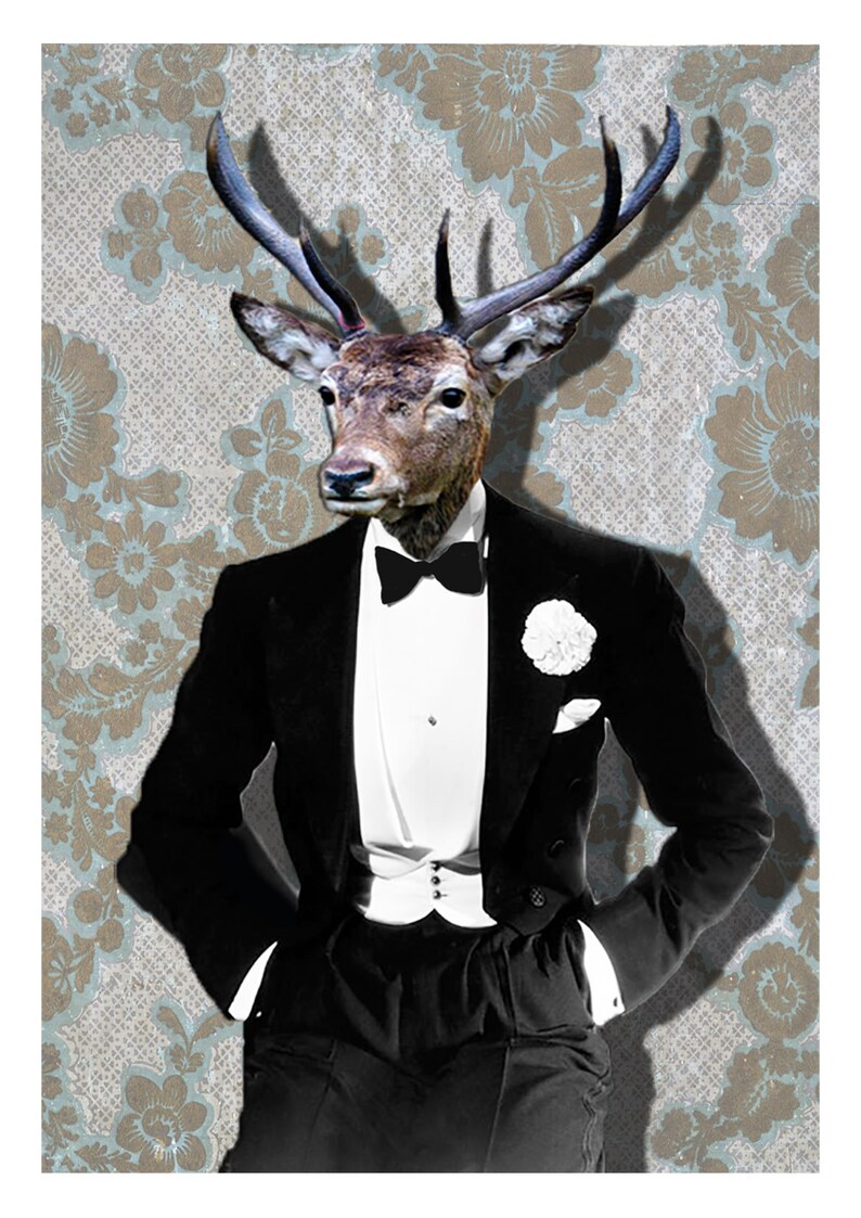 Deer Man Print: Fun Human Animal Art Print - Etsy Denmark