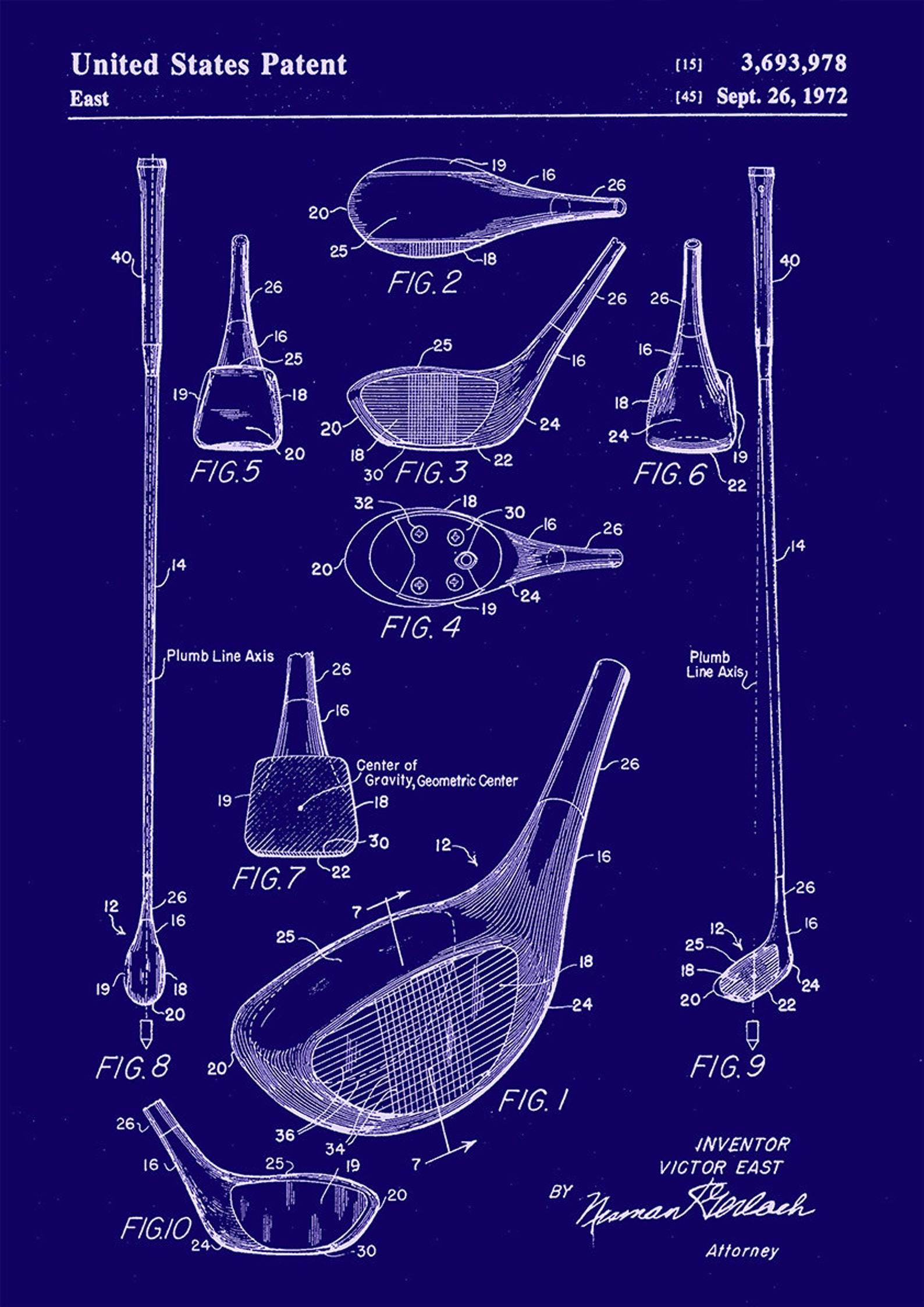 Golf Patent Prints: Golfing Clubs and Balls Sport Blueprints | Etsy