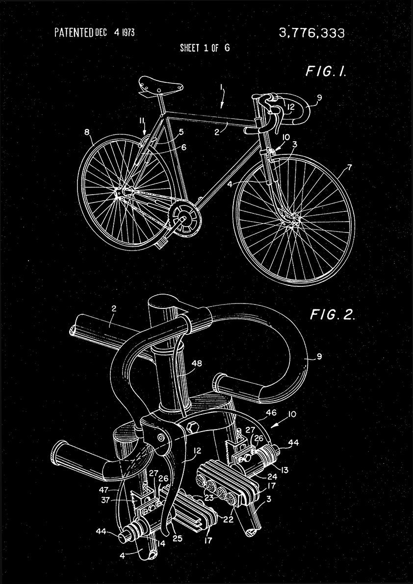 Bicycle Patent Prints: Cycling Blueprint Art - Etsy