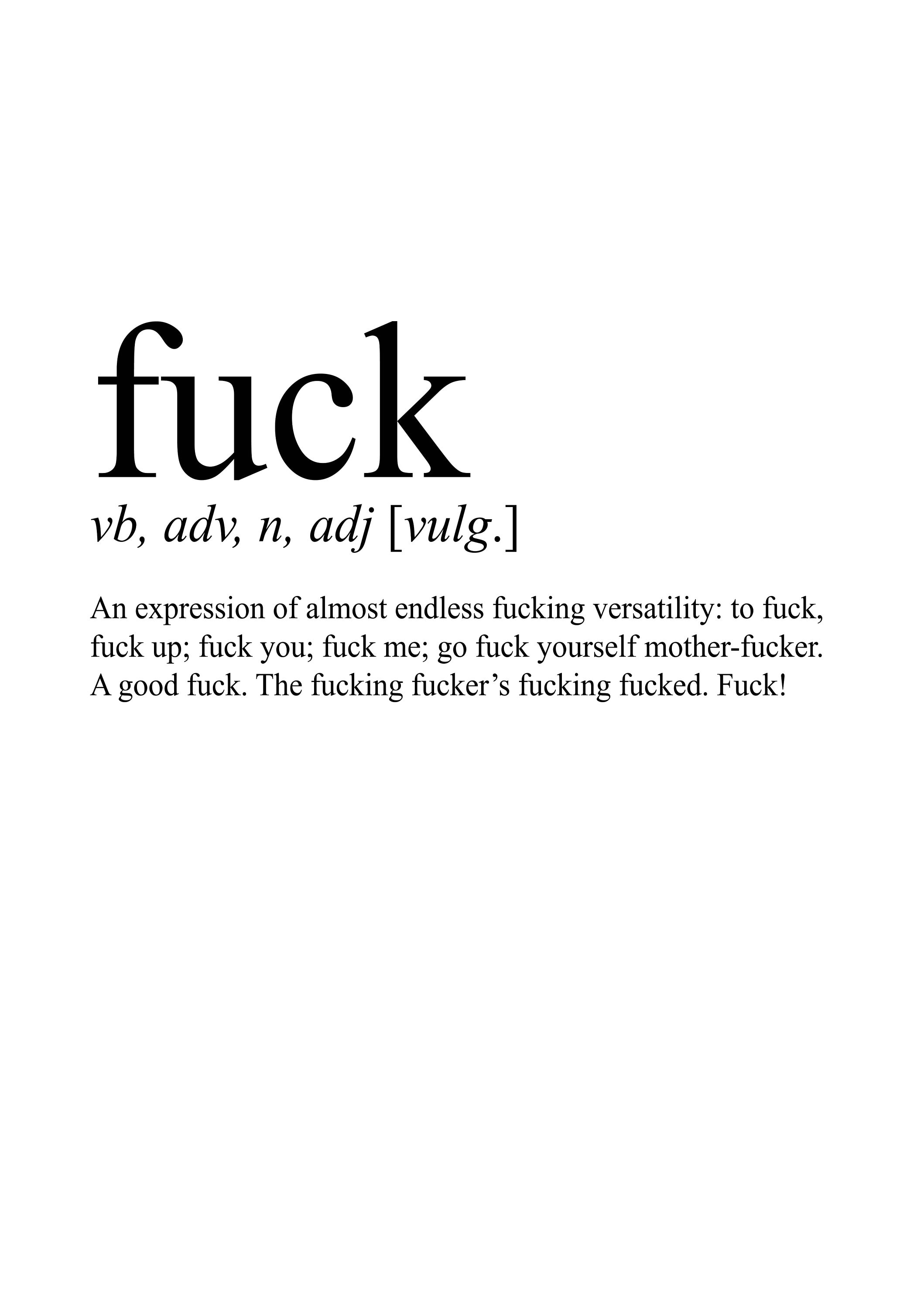 Fck Print: Rude Swear Word Definition Typography Art - Etsy UK