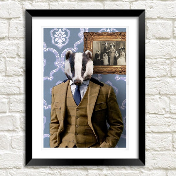 Badger Print - Etsy UK