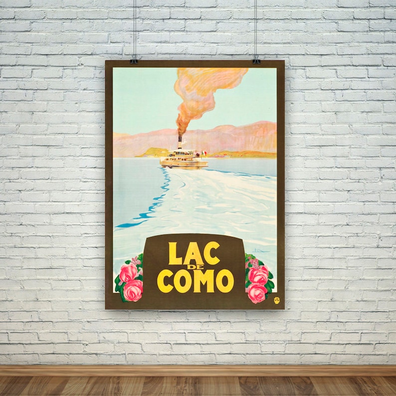 Lake Como Poster: Vintage Italian Tourism Travel Print - Etsy