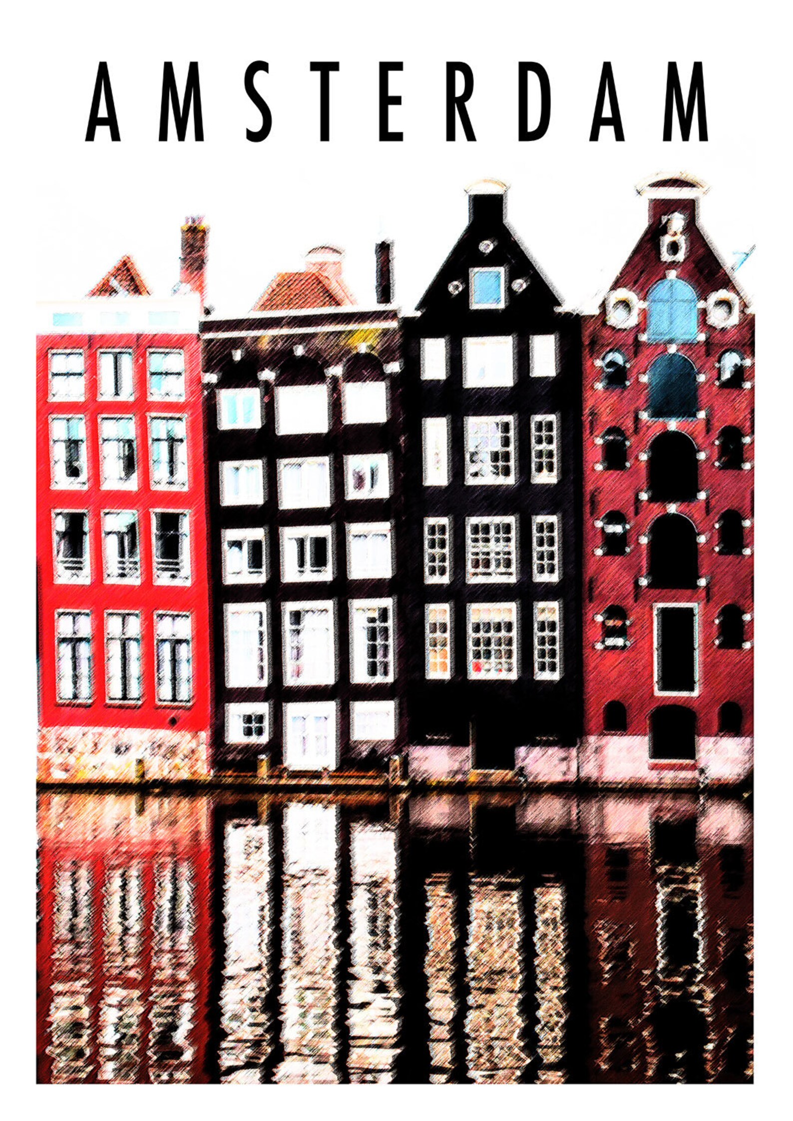 Amsterdam Print: Vintage Holland Travel Poster - Etsy