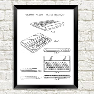 ZX Spectrum Computer Patent: Retro IT Technology Blueprint Art Poster ...