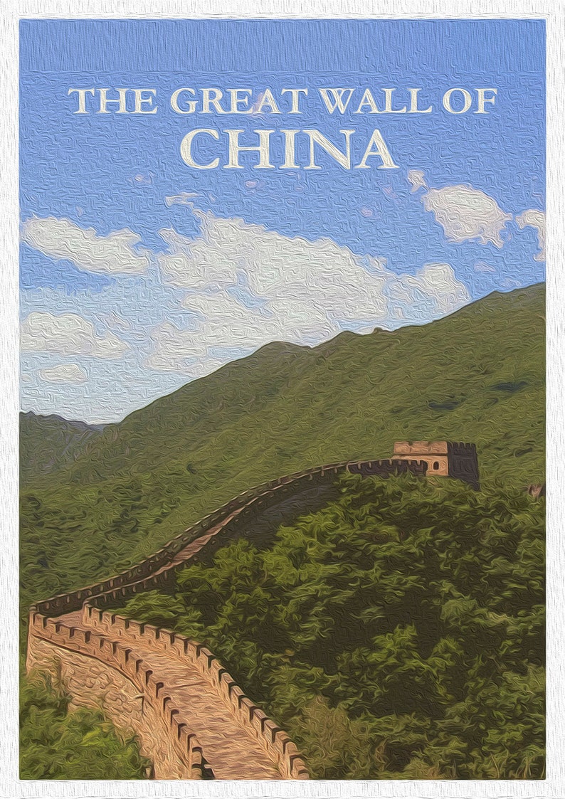 Great Wall of China Poster: Vintage Chinese Travel Print - Etsy