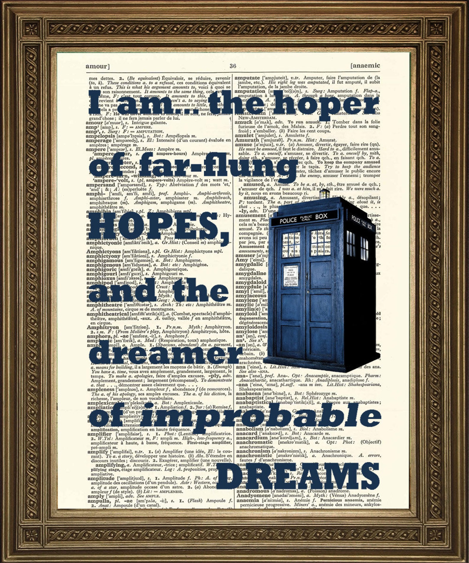 Doctor Who Prints: Tardis Art With Quotations, Printed on Vintage ...