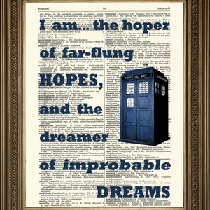 Doctor Who Prints: Tardis Art With Quotations, Printed on Vintage ...
