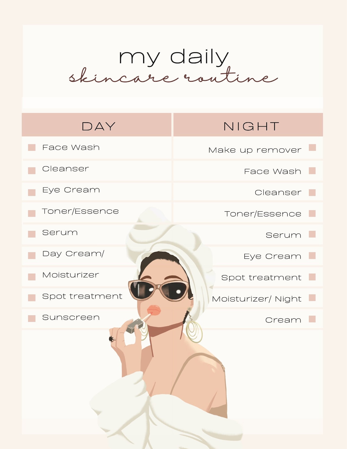 Daily Skincare Checklist - Etsy