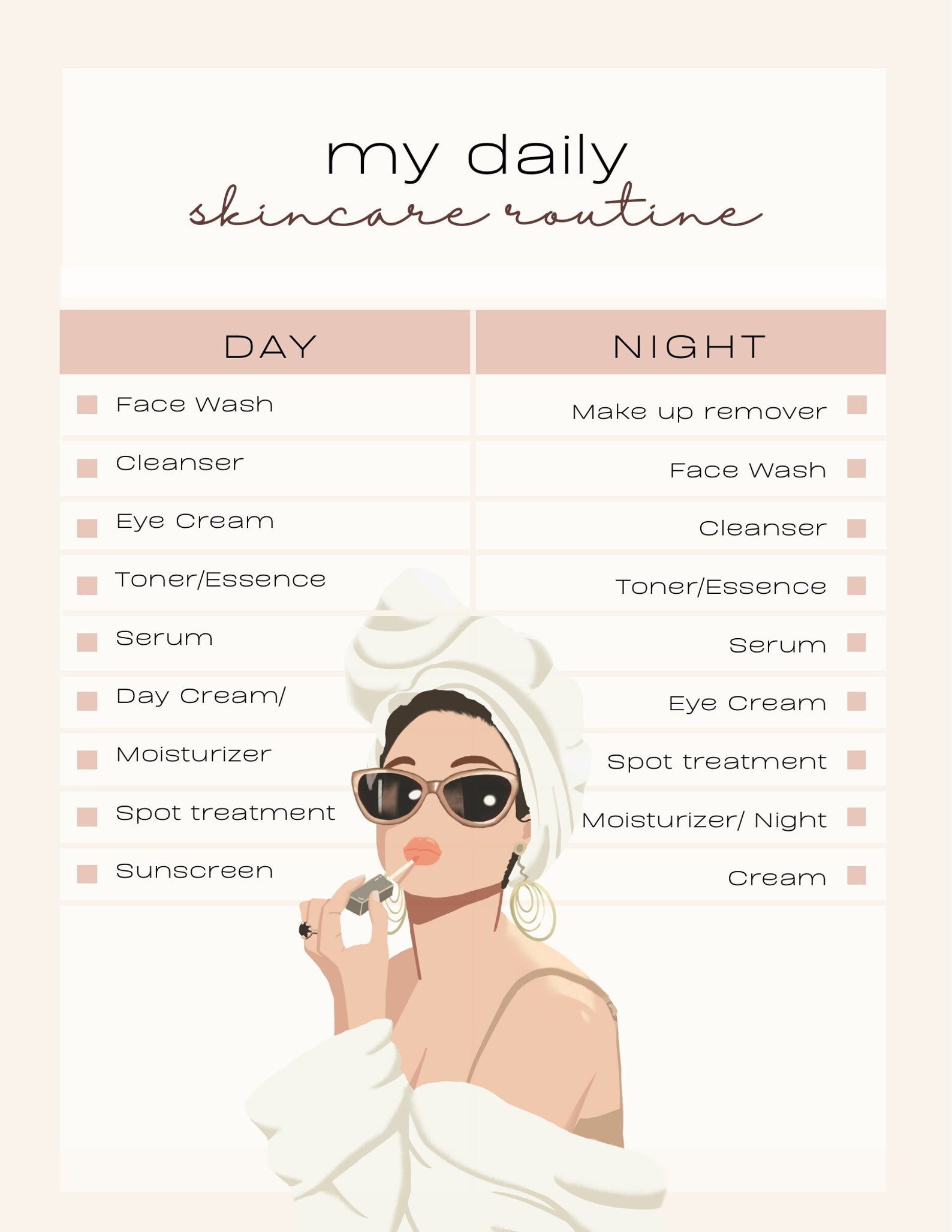 Daily Skincare Checklist - Etsy