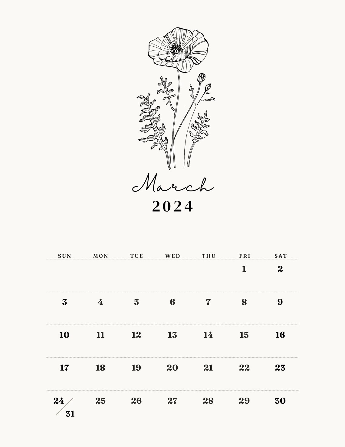 Floral Wall Calendar - Etsy