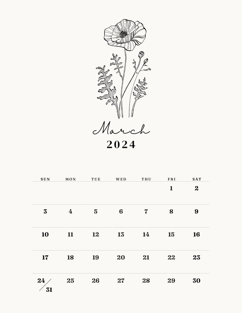 Floral Wall Calendar - Etsy