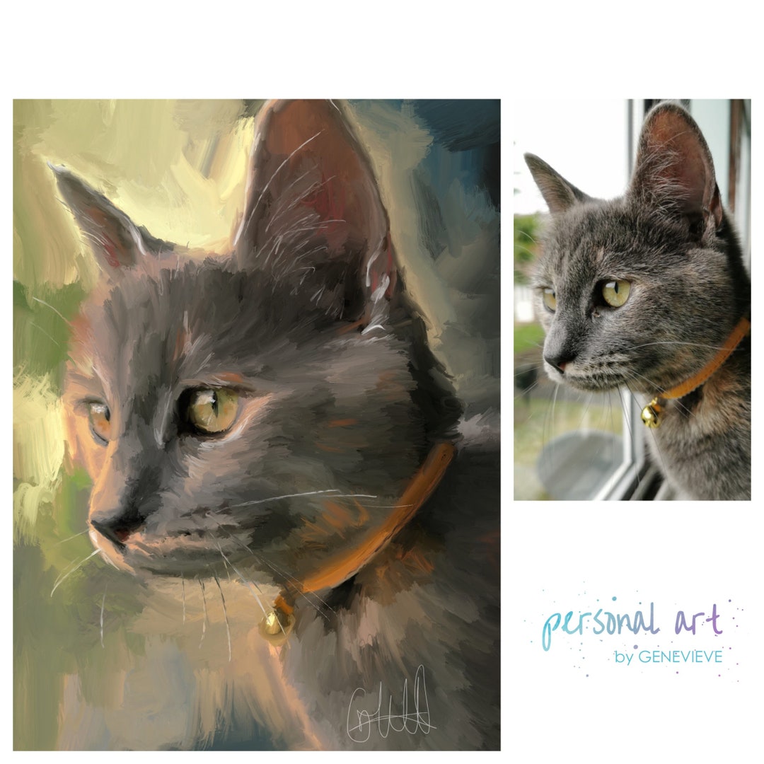 Custom Pet Portrait / Painting From Photo. Personal Cat / Dog Art ...