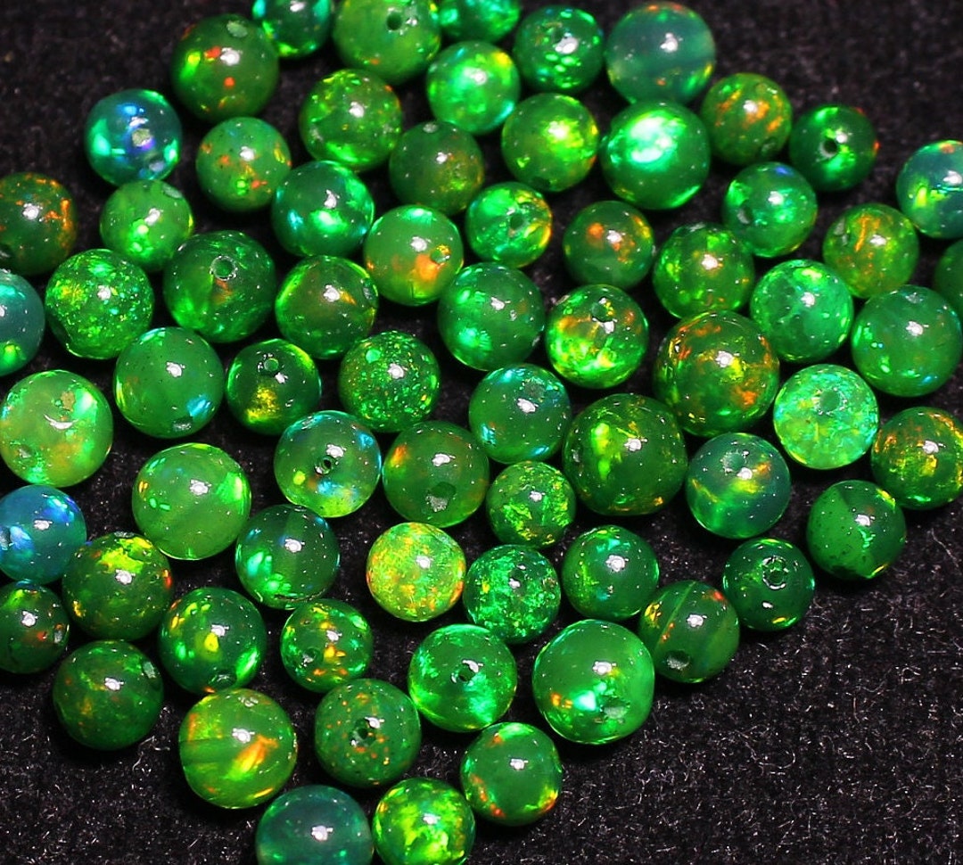AAA Grade Opal, Opal Balls Beads, Loose Green Opal Balls, Drilled ...