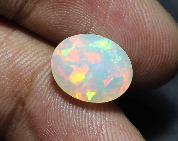 Faceted Opal,natural Ethiopian Opal Oval Shape,aaa+ Quality Opal Cut ...