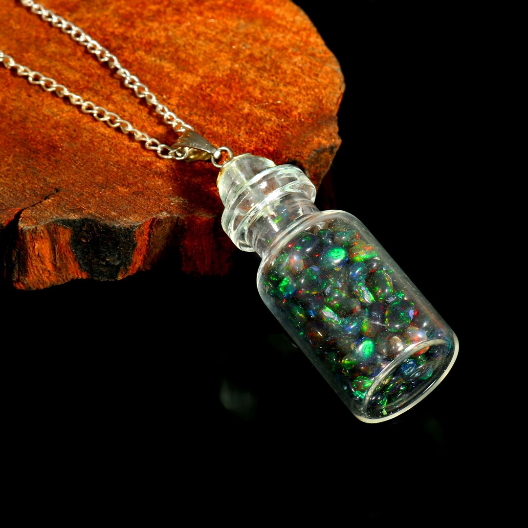 Ethiopian Opal Bottle Necklace, Natural Opals, Genuine Ethiopian Opals ...