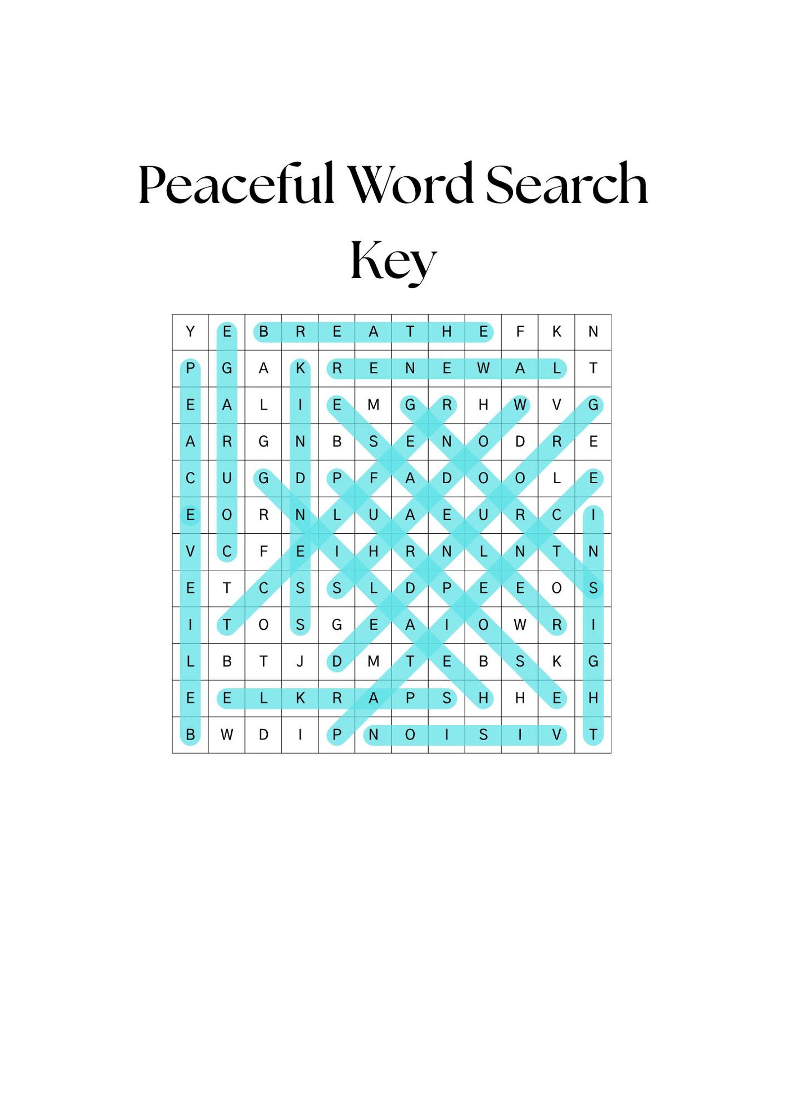 Peaceful Word Search Puzzle | Mindfulness Activity, Self-care Printable ...