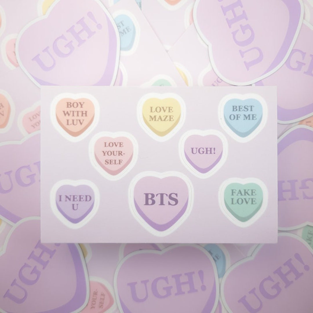 BTS Candy Heart Sticker Sheet - BTS Sticker - K-pop Stickers - Sticker ...