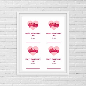Pink Truck Valentine's Day Printable Cards | Valentine's Day Card ...