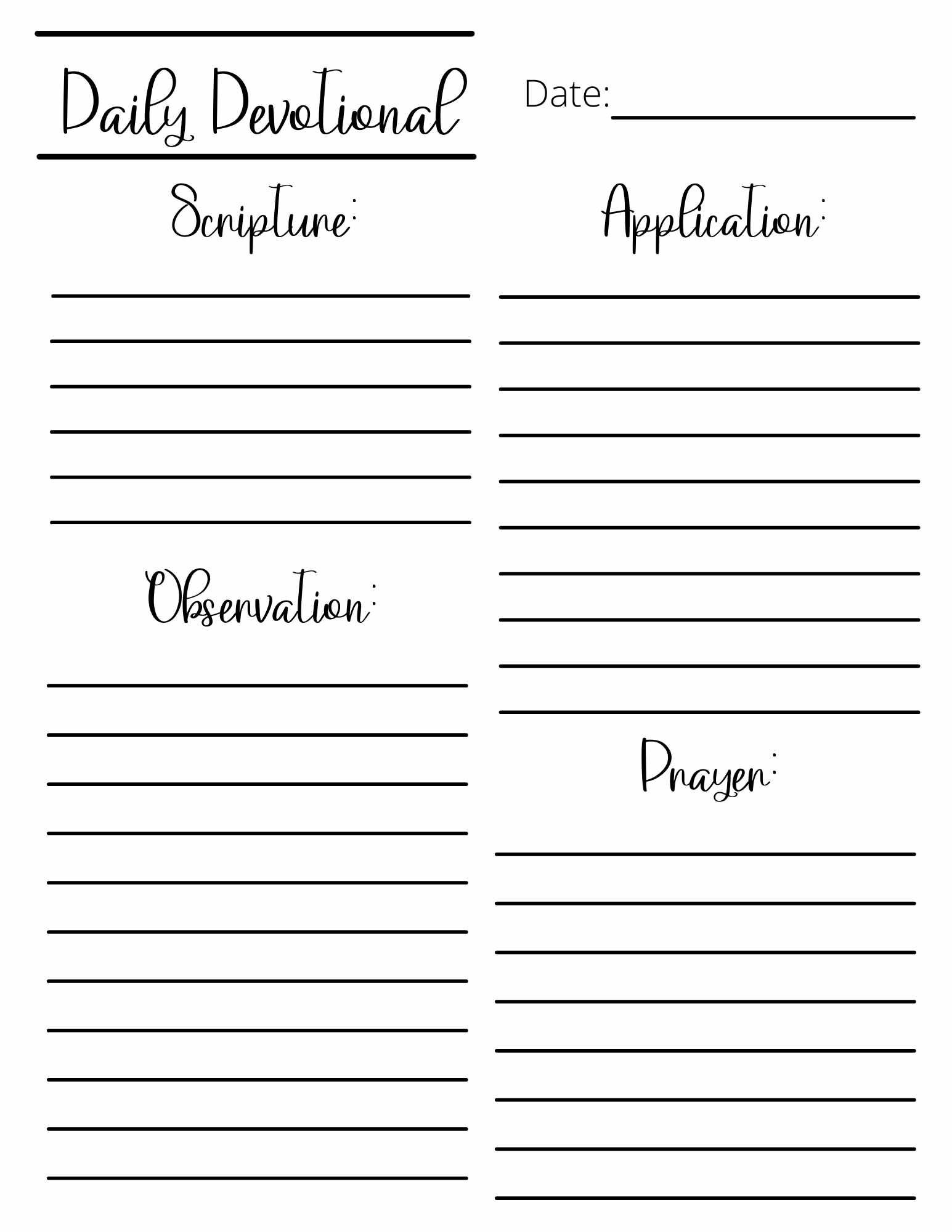 Printable Daily Devotional Page | Printable SOAP Devotional Page ...