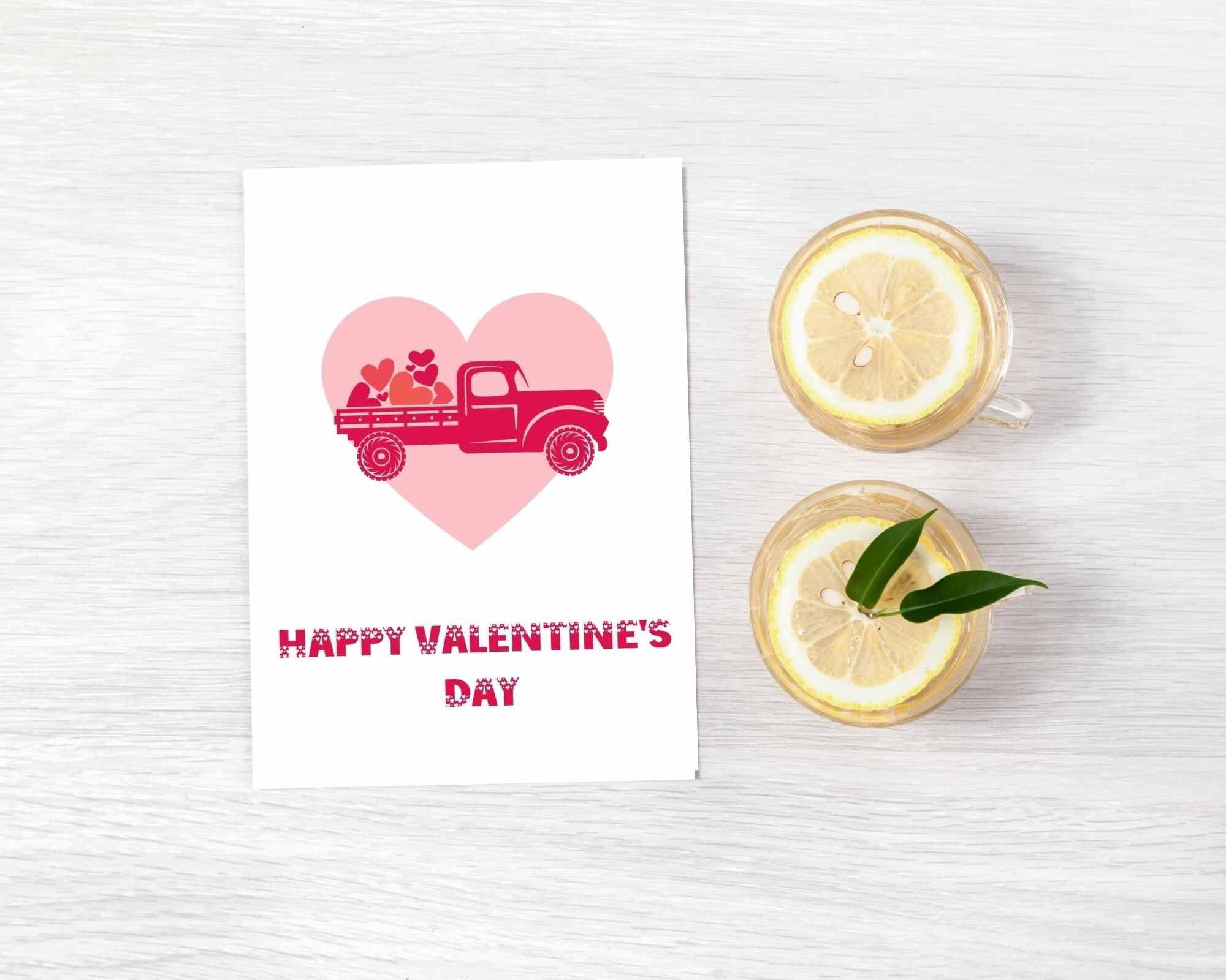 Pink Truck Valentine's Day Printable | Valentine's Day Card Download ...