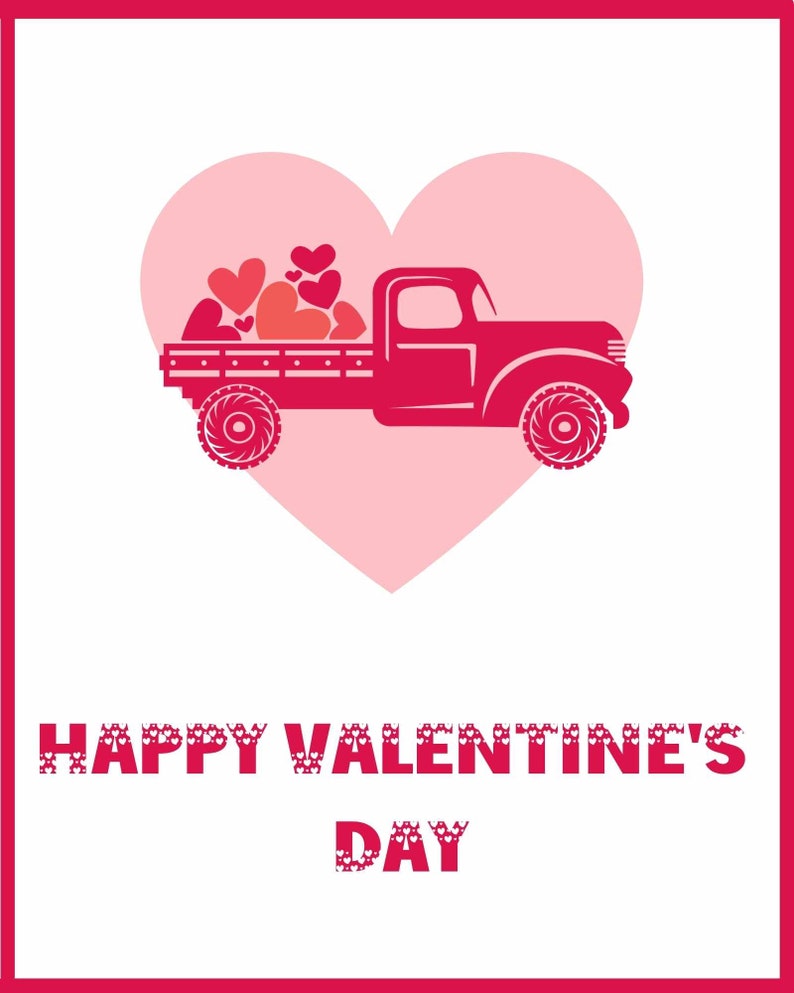 Pink Truck Valentine's Day Printable | Valentine's Day Printable ...