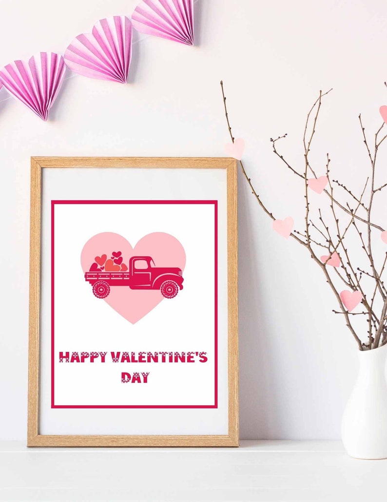 Pink Truck Valentine's Day Printable | Valentine's Day Printable ...