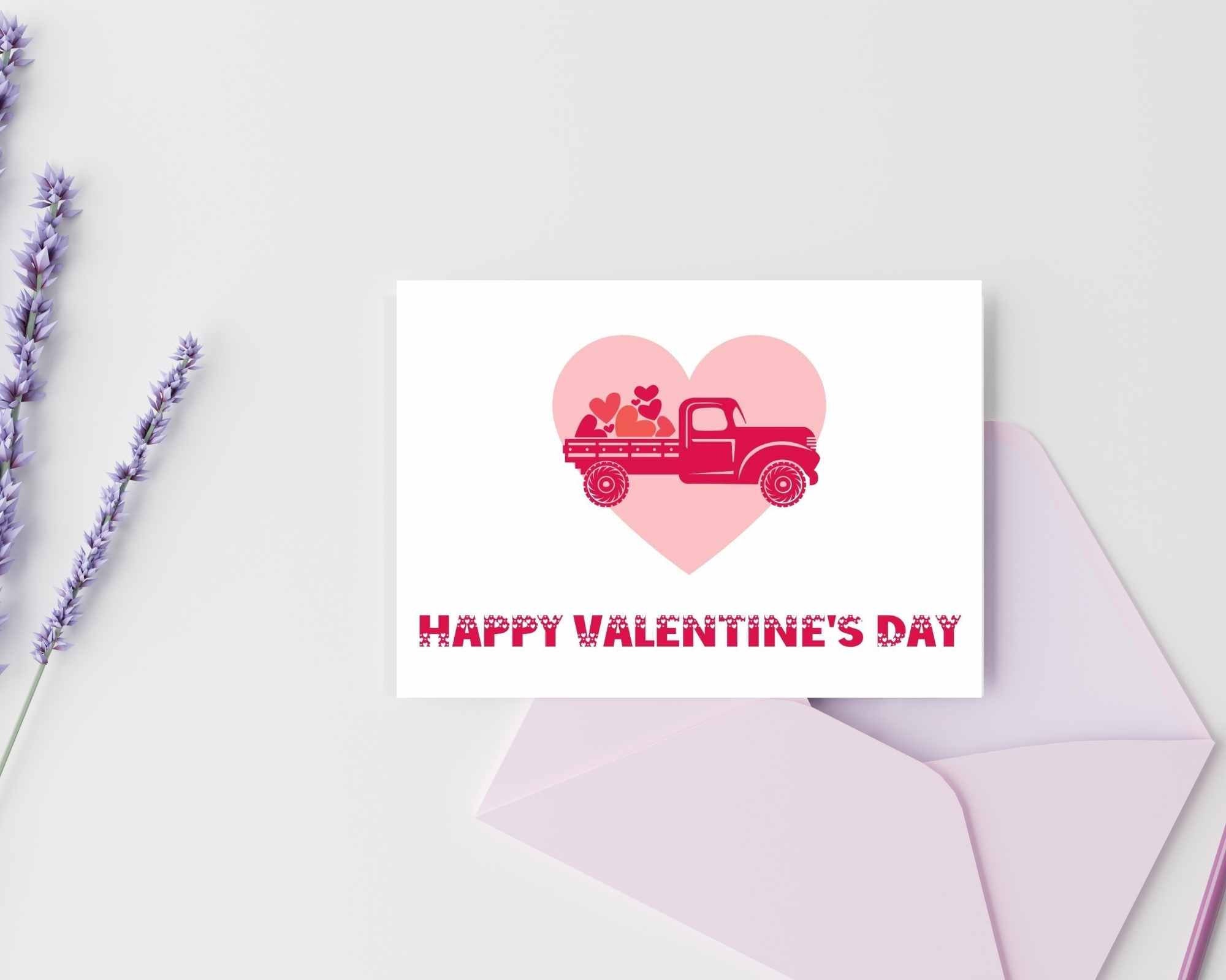 Pink Truck Valentine's Day Printable | Valentine's Day Card Download ...