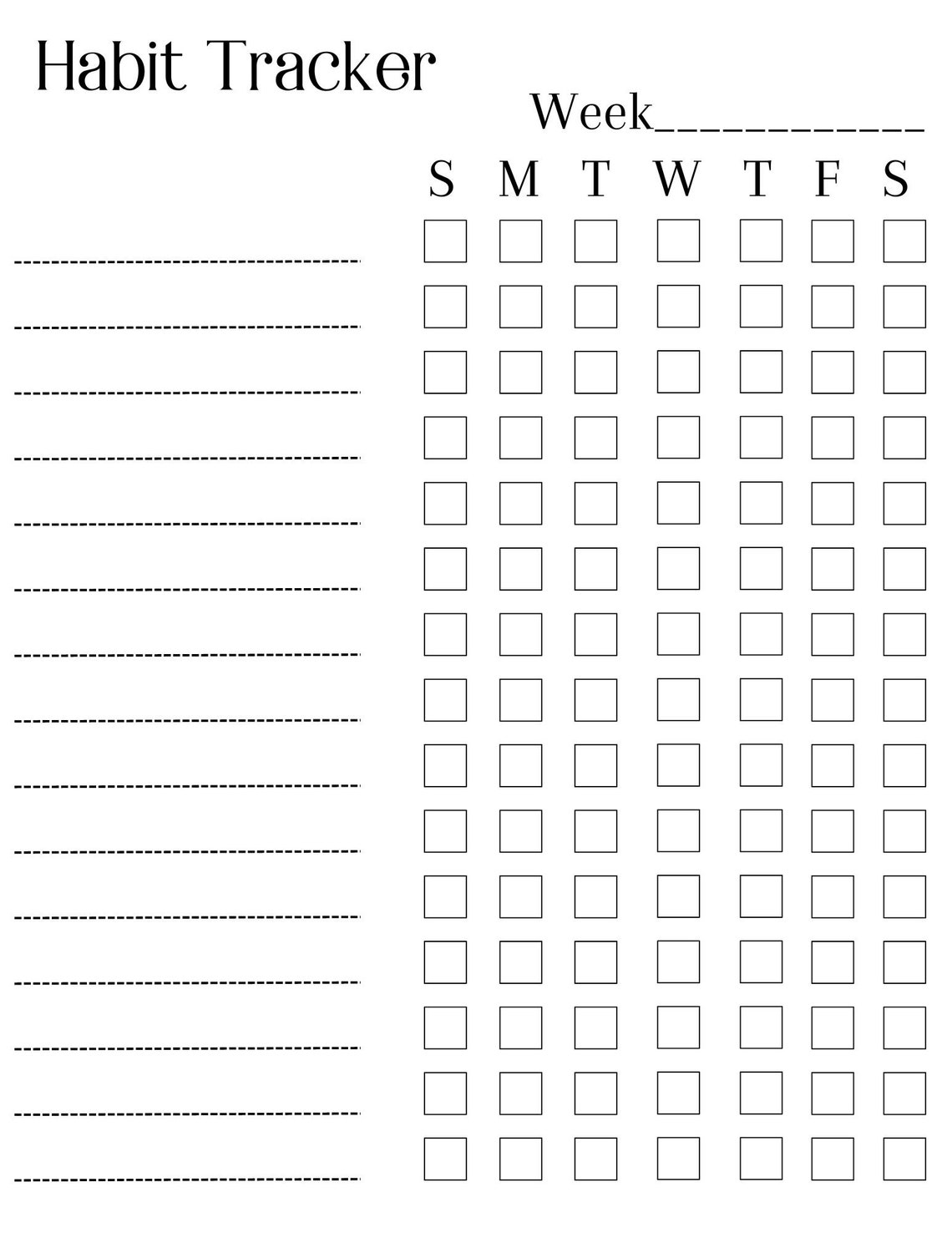 Basic Habit Tracker Large Print Printable Instant Download Daily to Do Tracker Sunday to ...