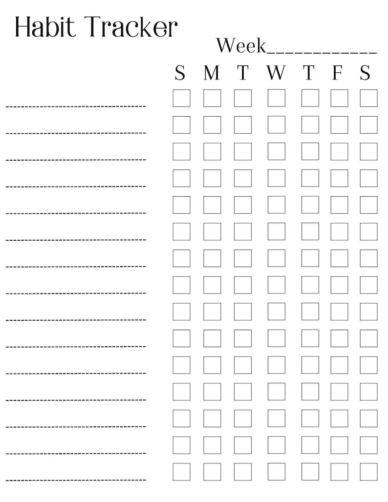 Basic Habit Tracker Large Print Printable Instant Download Daily to Do ...