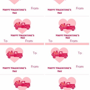 Pink Truck Valentine's Day Printable Cards | Valentine's Day Card ...