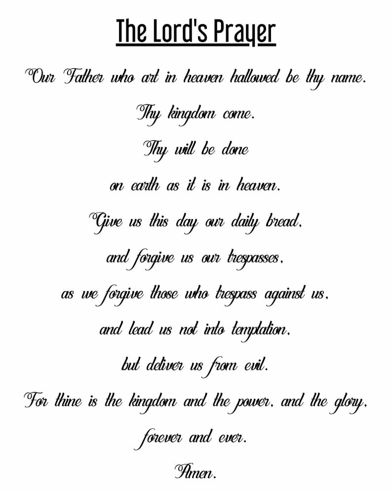 The Lord's Prayer Instant Download, Printable, Religious Printable ...