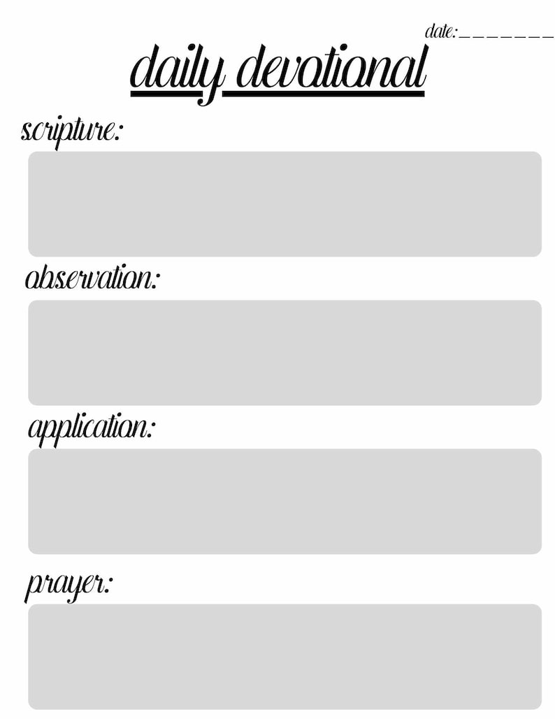Printable Daily Devotional Page | Printable SOAP Devotional Page ...