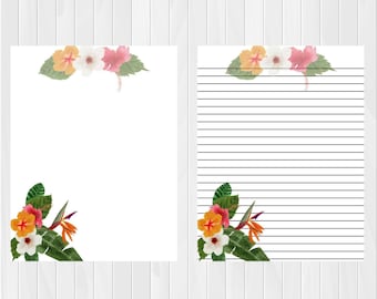 Printable Stationery, Instant Download, Aloha, Hawaiian, Hawaii ...