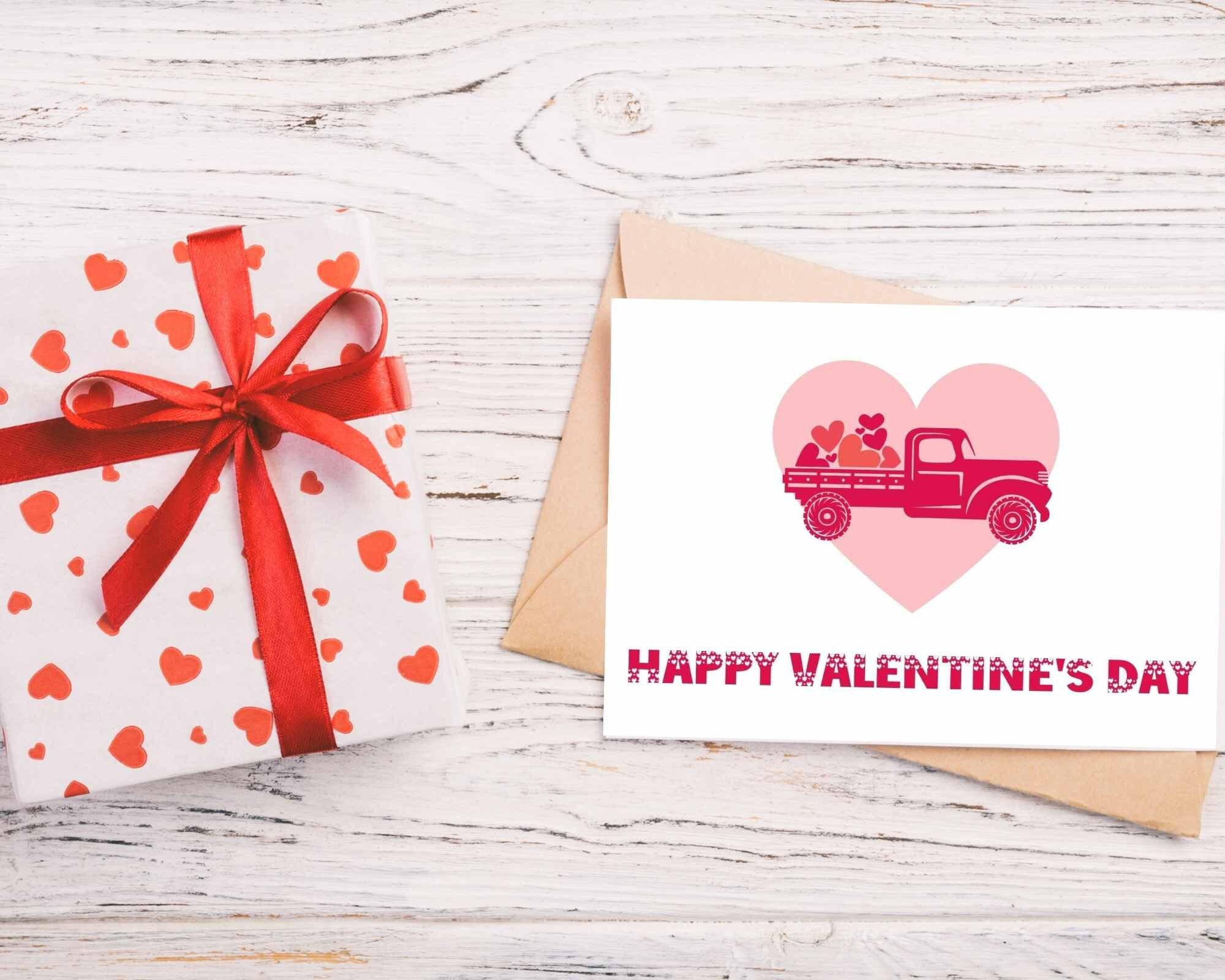Pink Truck Valentine's Day Printable Valentine's Day Card Download ...