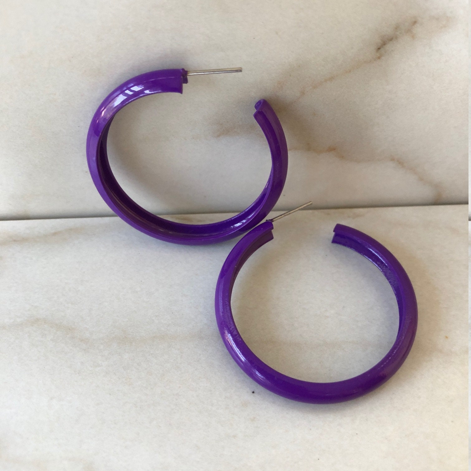 Purple Hoops, Dark Purple Hoops, Mod Enamel Hoops, Minimalist Hoops ...