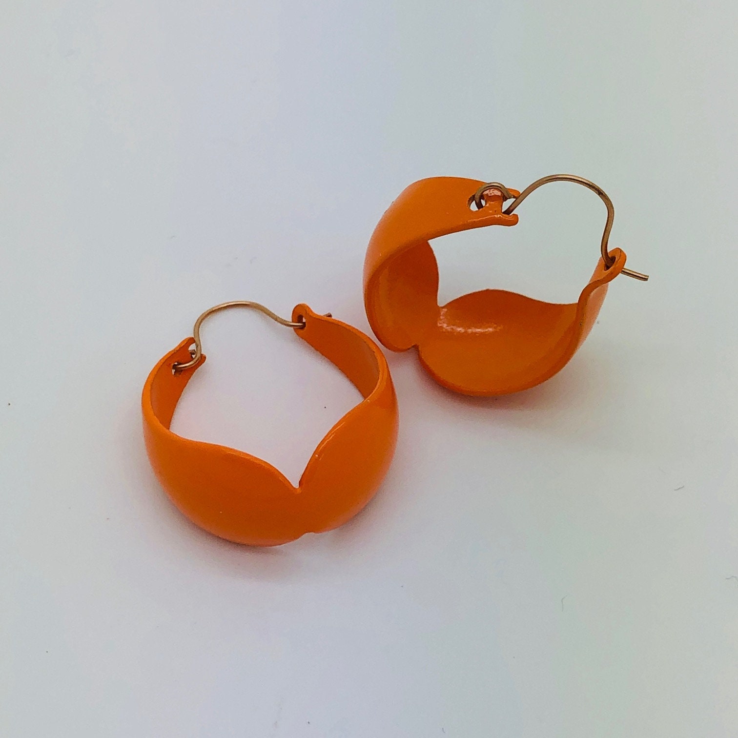 Orange Girly Enamel Hoops Colorful Earrings Colorful Hoops Vintage ...