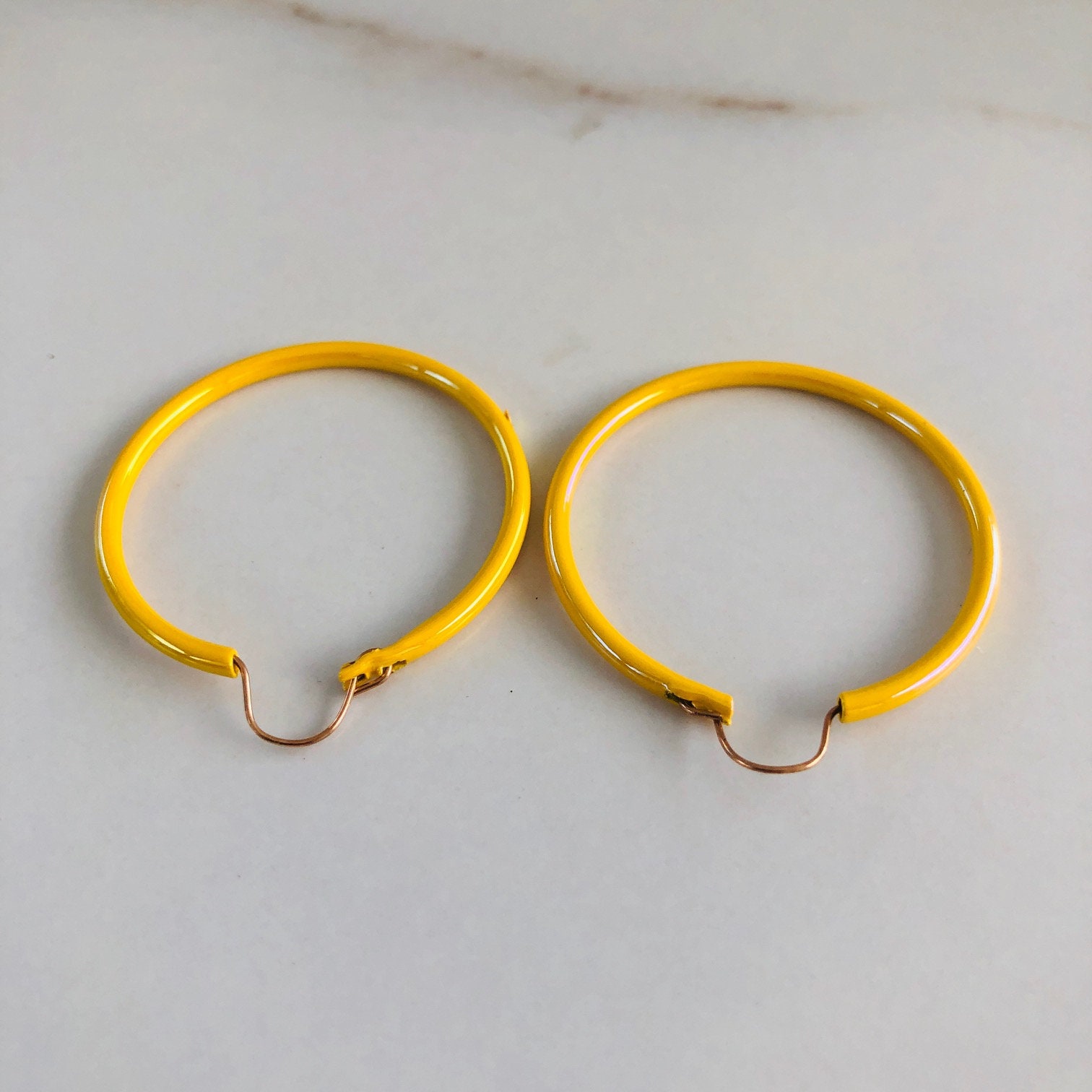 Iridescent Yellow Skinny Hoop Earrings: 1970s-80s Vintage - Etsy
