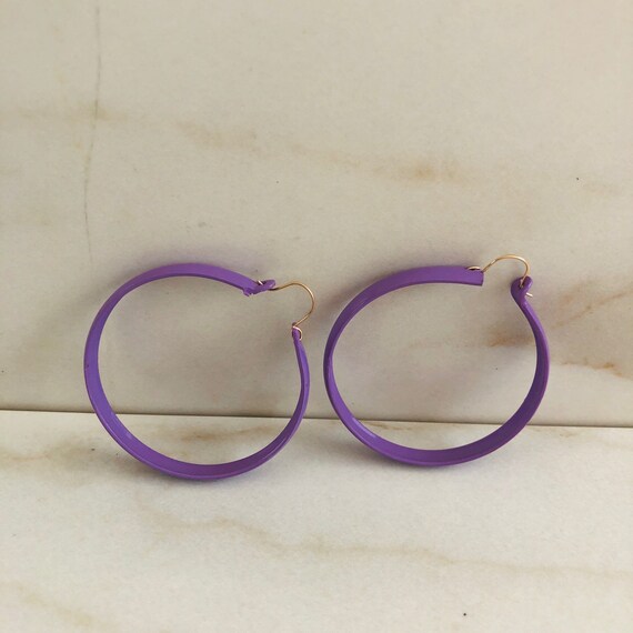 Minimalist Hoops, Hugger Hoops, Ear Huggers, Purple H… - Gem