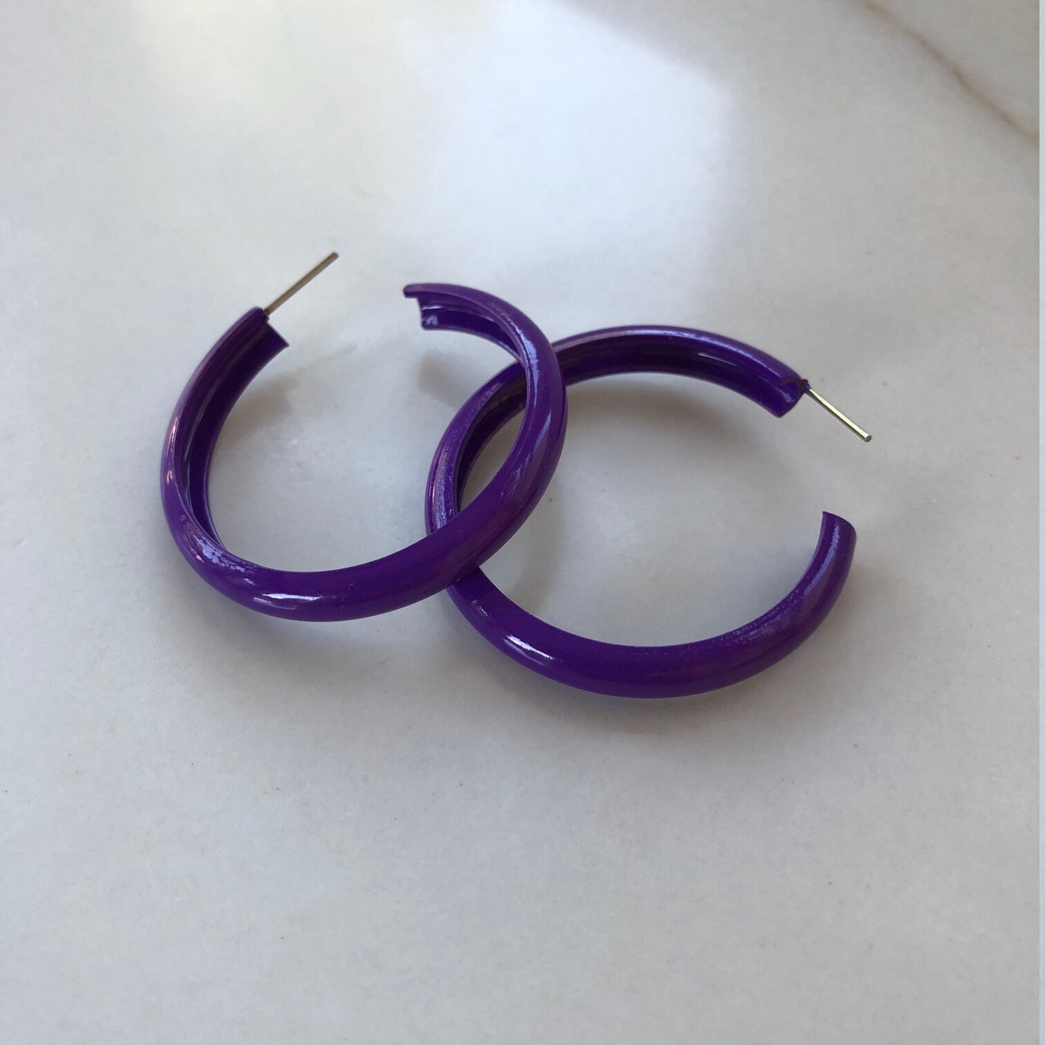 Purple Hoops, Dark Purple Hoops, Mod Enamel Hoops, Minimalist Hoops ...