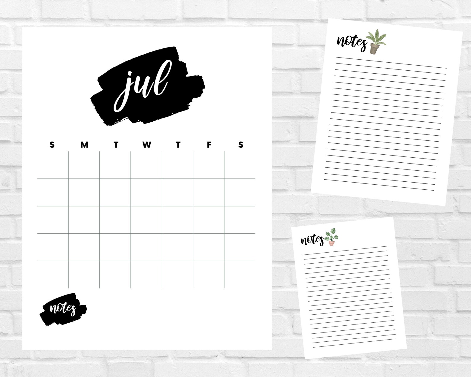 Printable Blank Houseplant Calendar Plant Calendar Brush - Etsy