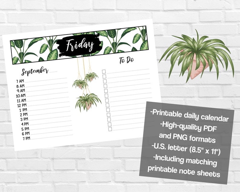 Printable Houseplant Blank Daily Calendar Plant Calendar Simple ...