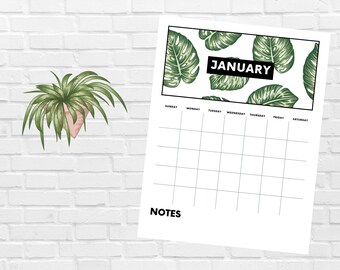 Printable Blank Houseplant Calendar Plant Calendar Minimalist Calendar ...