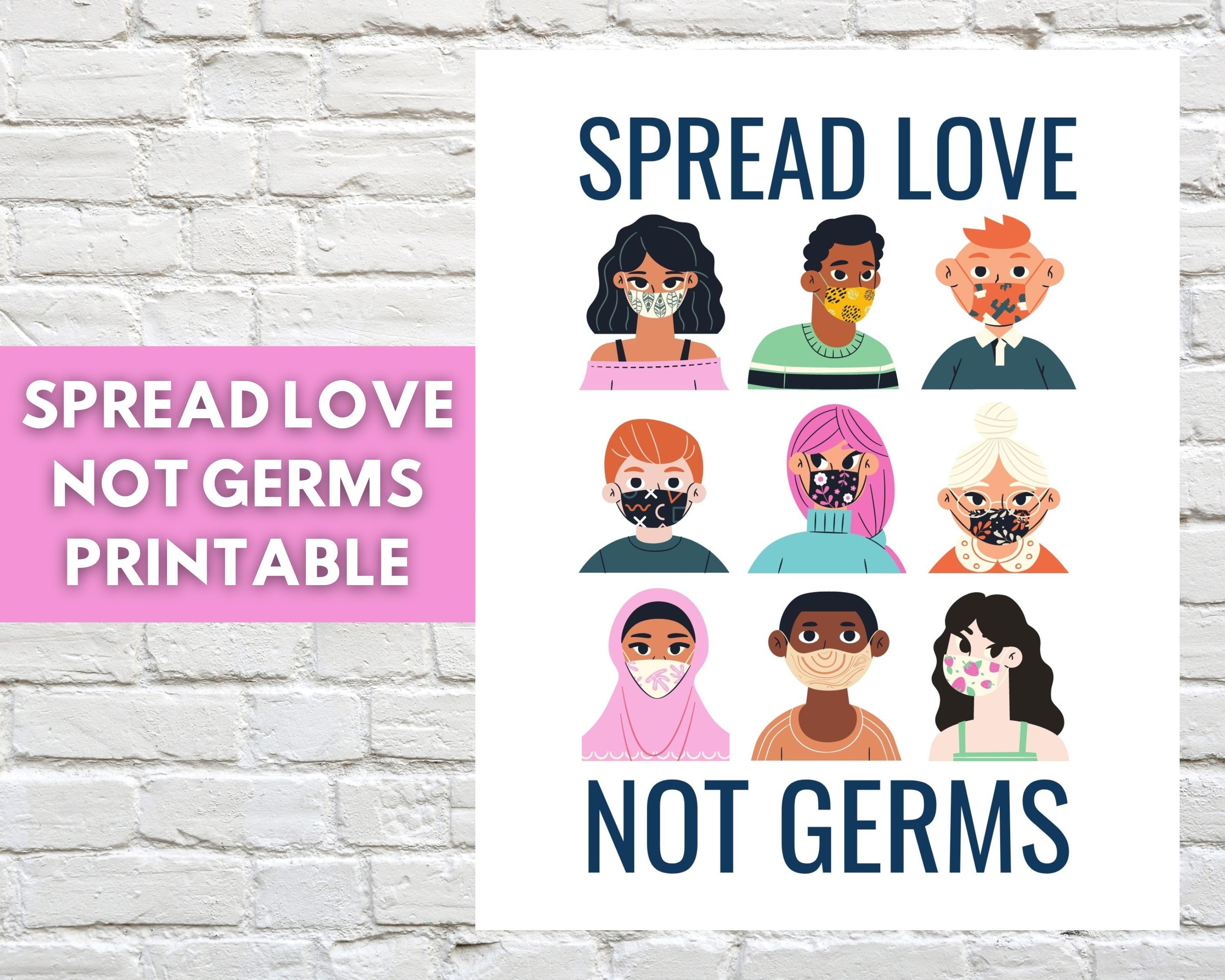 Spread Love Not Germs Printable Sign Pretty Wash Your Hands - Etsy