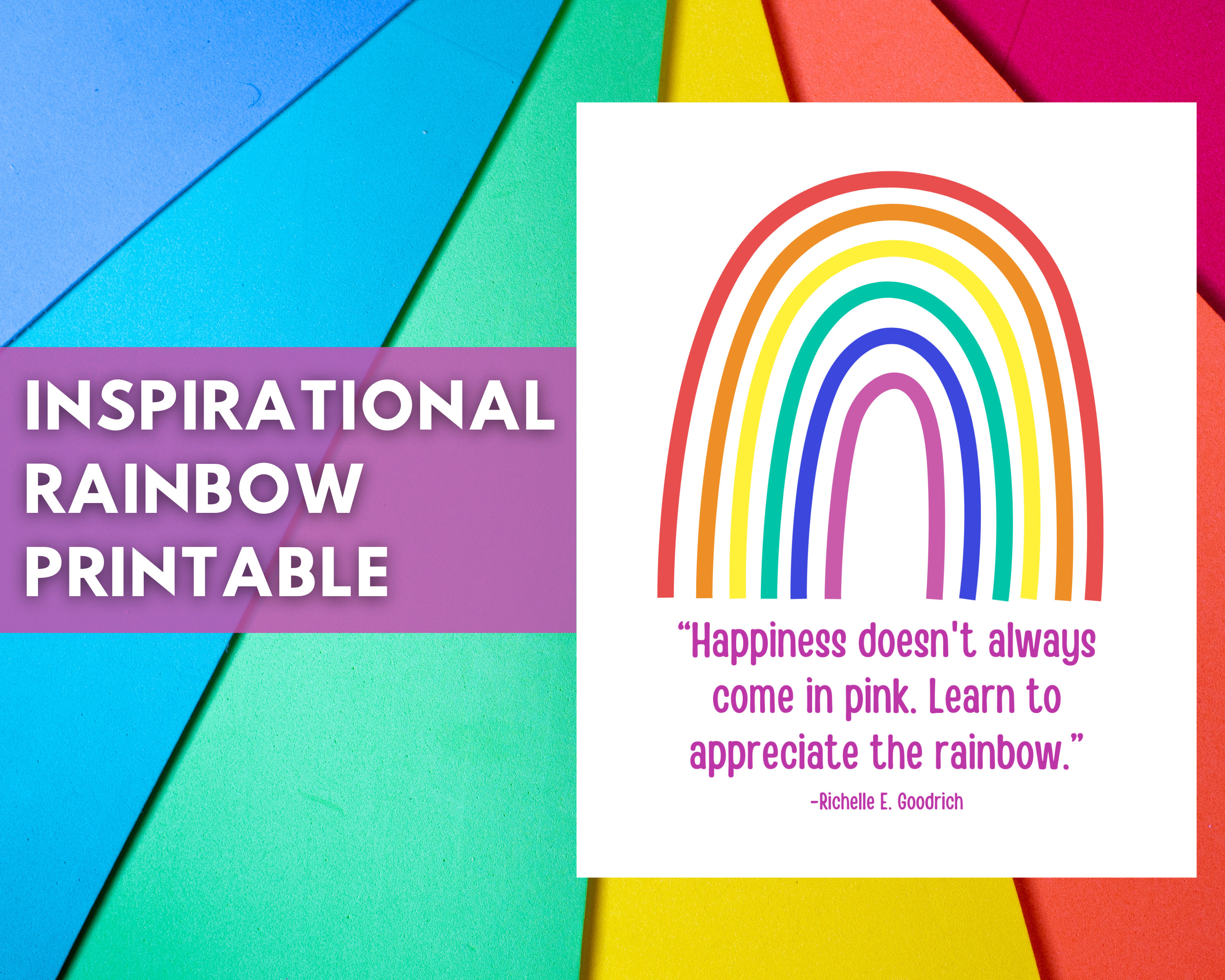 Printable Rainbow Sign With Inspirational Quote Printable - Etsy